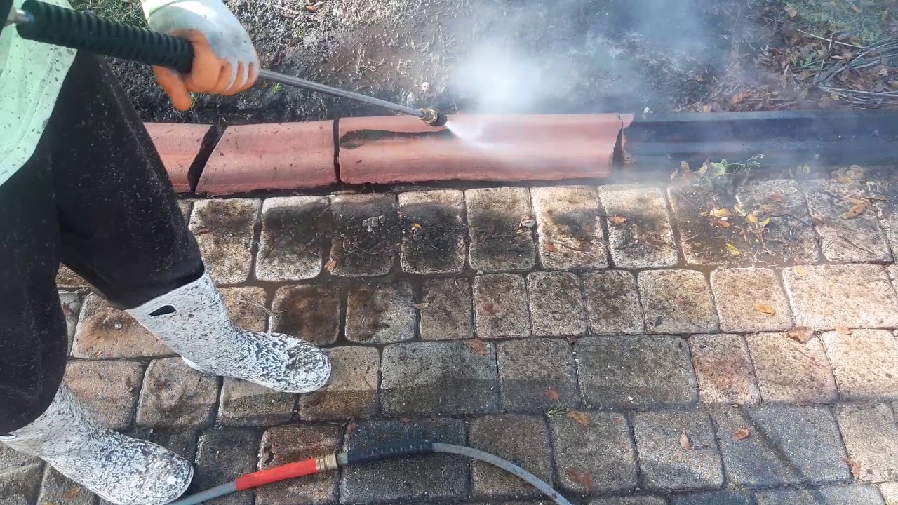 Pressure washing stones - YouTube
