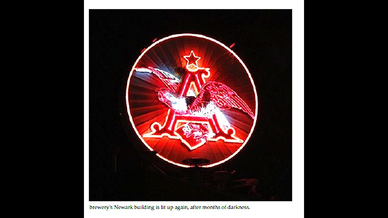 🏆🏆🐴🐴🐴 BUDWEISER AB 🏆🏆NEWARK NJ 🏆🏆FLYING EAGLE SIGN AT ROUTE 1 & 9 WITH ...