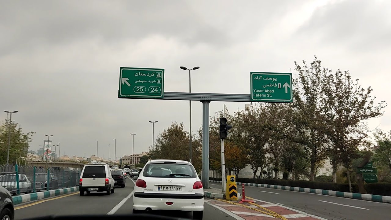 Free and Real Experience of IRAN: Driving in TEHRAN in a cloudy day ...