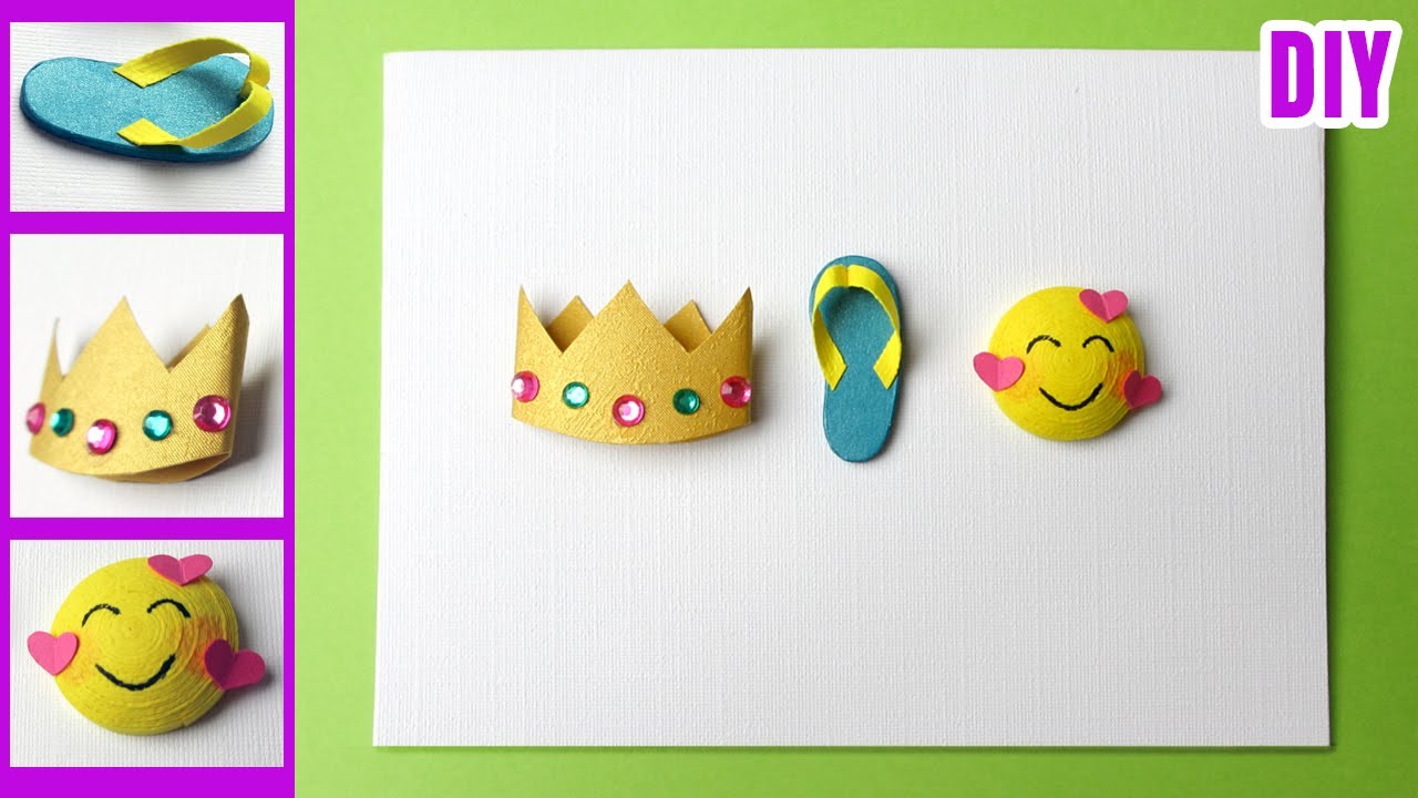 How to make Crown, Flip Flop, Smiley Emoji card 👑🩴😊| Paper Crafts ...