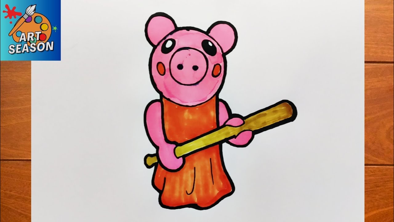How to Draw Piggy from Roblox Step by Step - YouTube