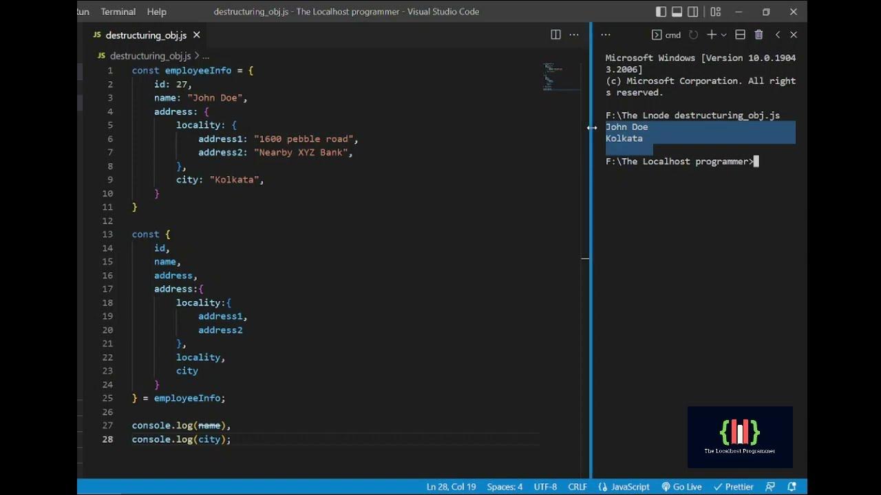 Destructuring Nested Object In Javascript Youtube