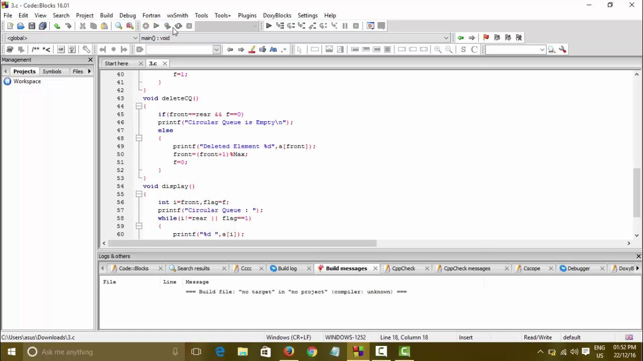 Data Structure & Algorithms | Circular Queue | Insertion , Deletion , Display Program - YouTube