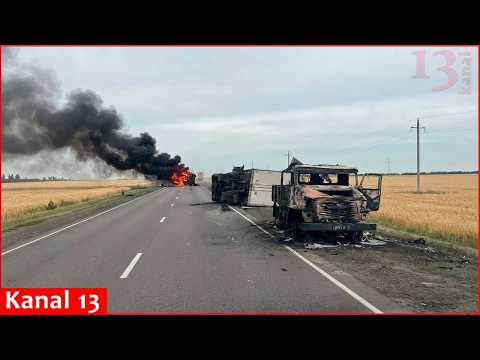 New footage shows Ukrainian ‘Hornet’ drones hitting Russian military transport in rear areas