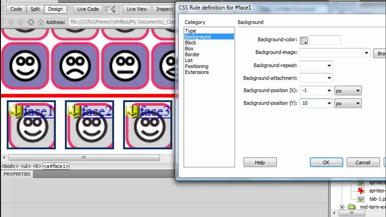 Creating CSS Sprite Navigation in Dreamweaver - YouTube