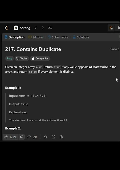Leetcode Problem 219 Contains Duplicate Coding Leetcode 9685