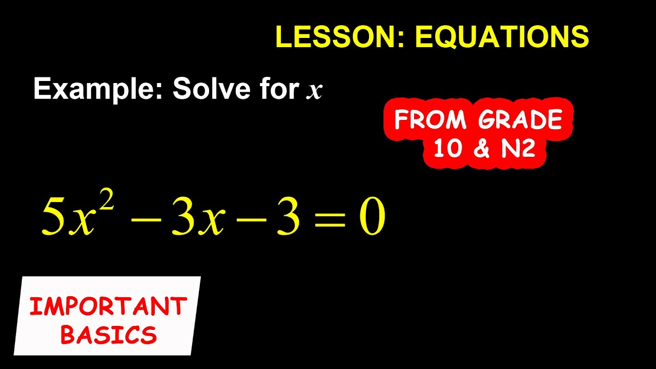 Use The Quadratic Formula Properly: Mathematics N2 Students - YouTube