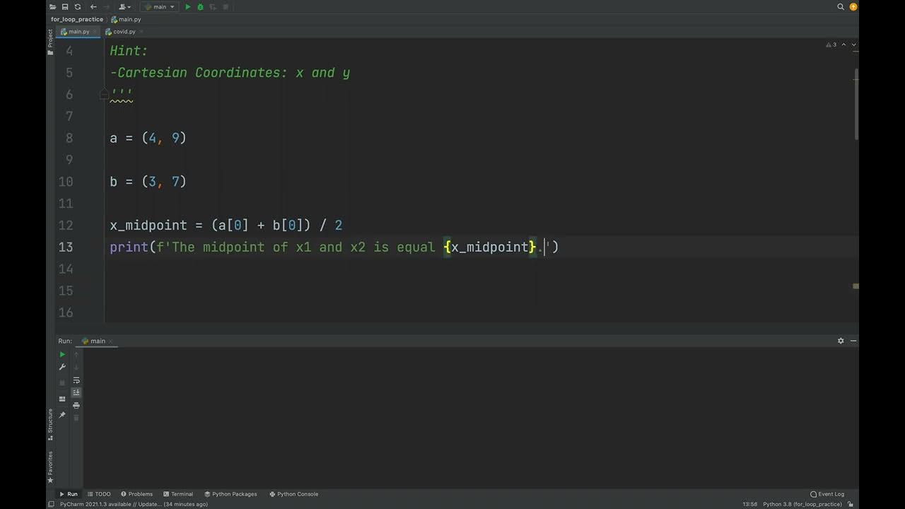 Python Tutorial #37-How to calculate midpoints of a line. - YouTube