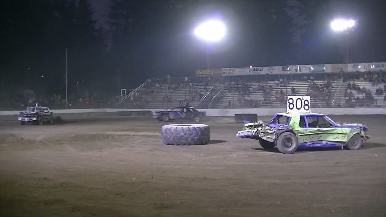 demolition derby kdda 9 10 22 big car 4th figure 8 - YouTube