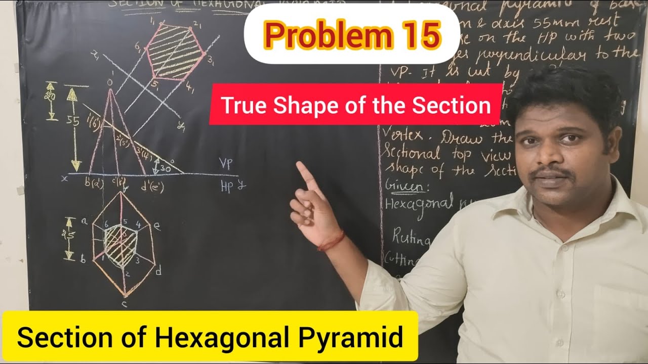PROBLEM 15 ON SECTION OF HEXAGONAL PYRAMID | SECTION OF SOLIDS | TRUE ...