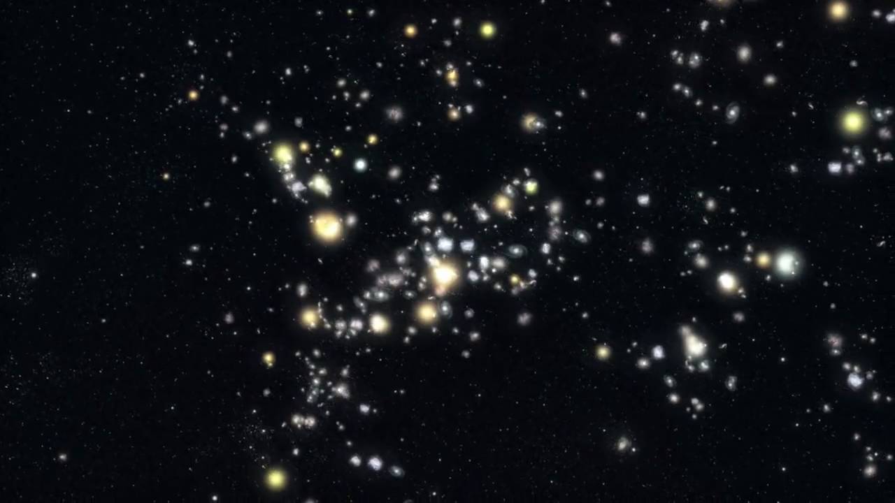 Fly-Through Galactic Filament 7 Billion Light Years Away [720p] - YouTube