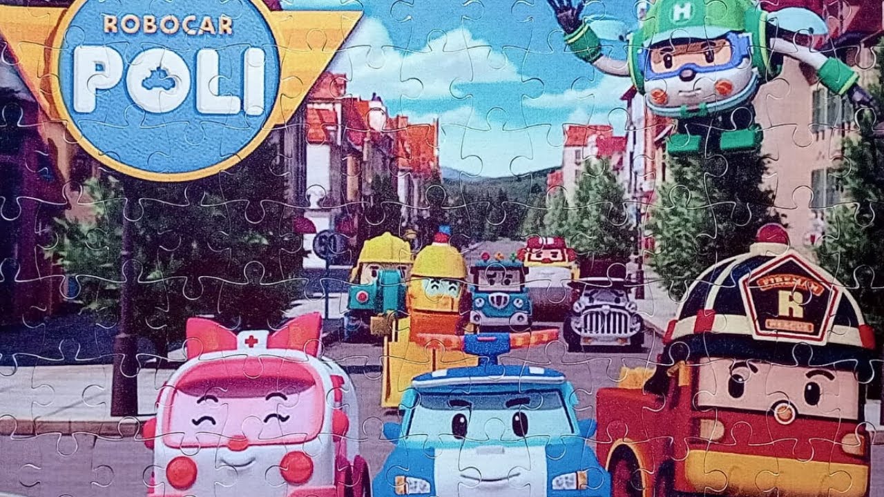 Robocar Poli assembling a puzzle for kids I Puzzle Dazzle - YouTube