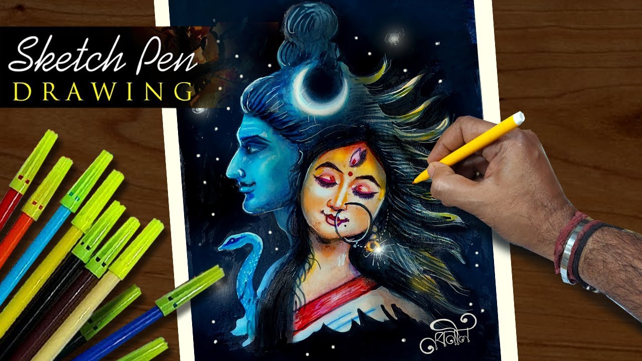 How to draw shiva parvati | Shiva Parvati drawing | shivratri special ...