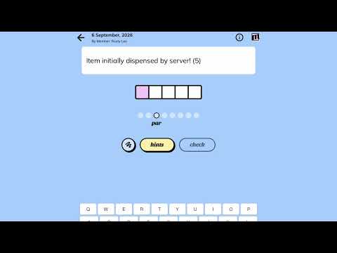  Minute Cryptic — 6 September 2026 | Item initially dispensed by server! (5)
