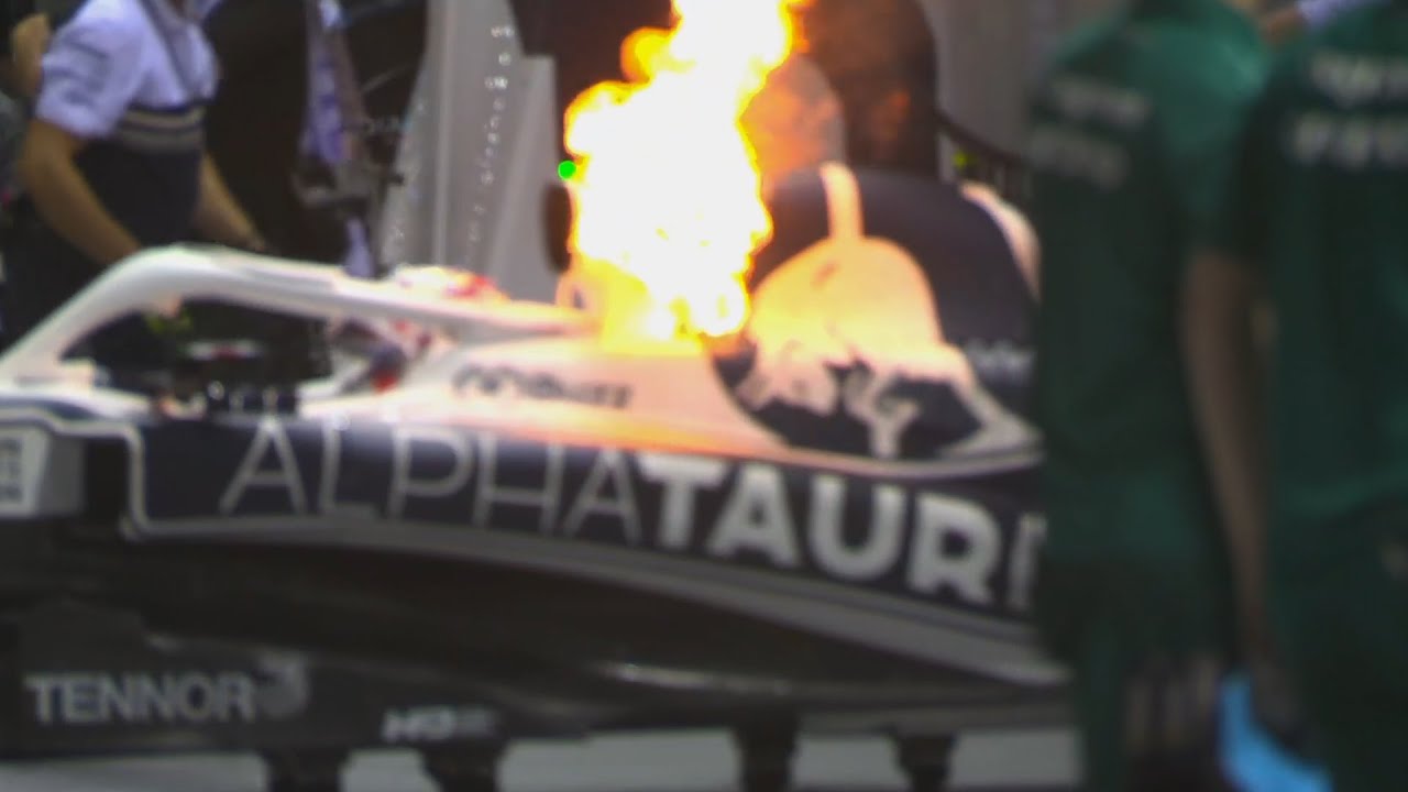 Gasly's Car On Fire In FP2 | 2022 Singapore Grand Prix - YouTube