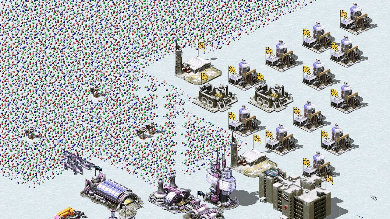 Red Alert 2 | Yuri's Revenge | 7 vs 1 | Snow map | Extra hard AI Random ...