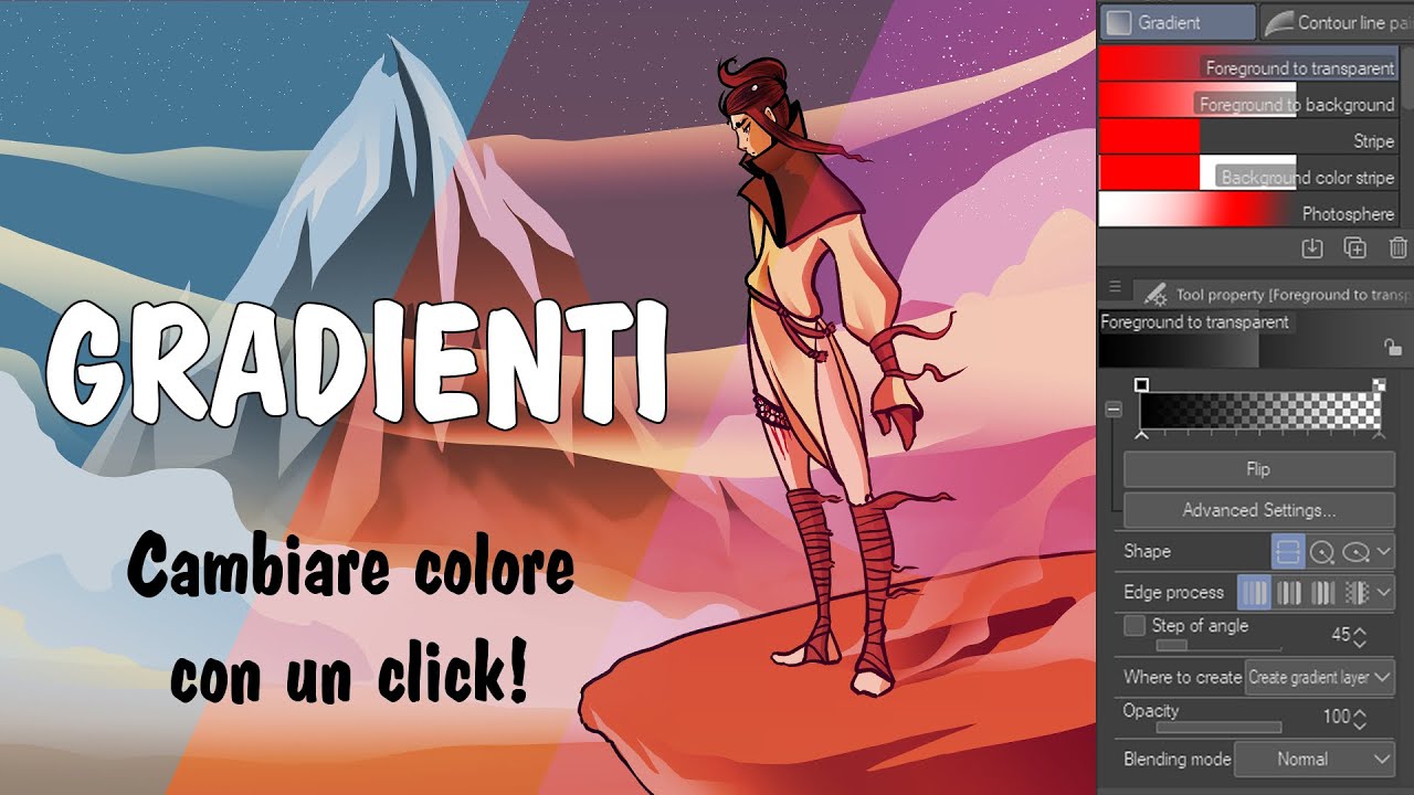 Come colorare un disegno con i gradienti - CLIP STUDIO PAINT - YouTube