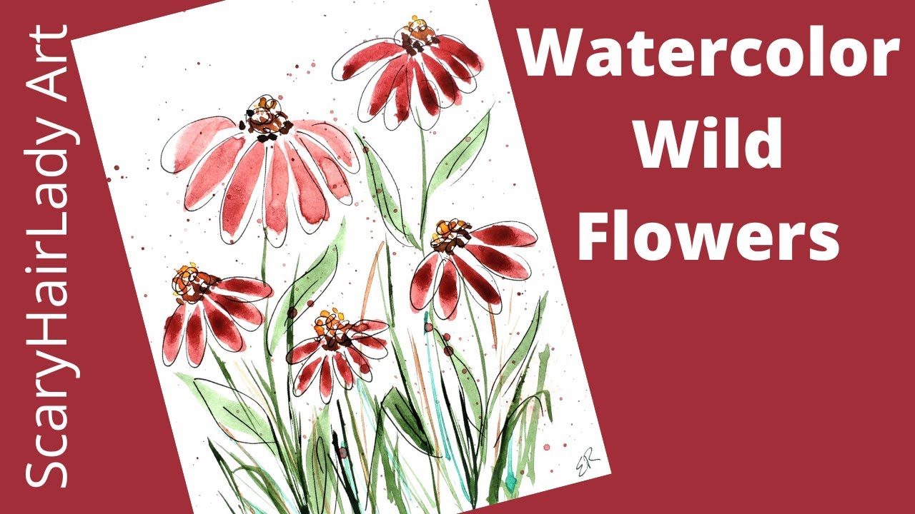 240 Easy Watercolor Wild Cone Flowers Tutorial - YouTube