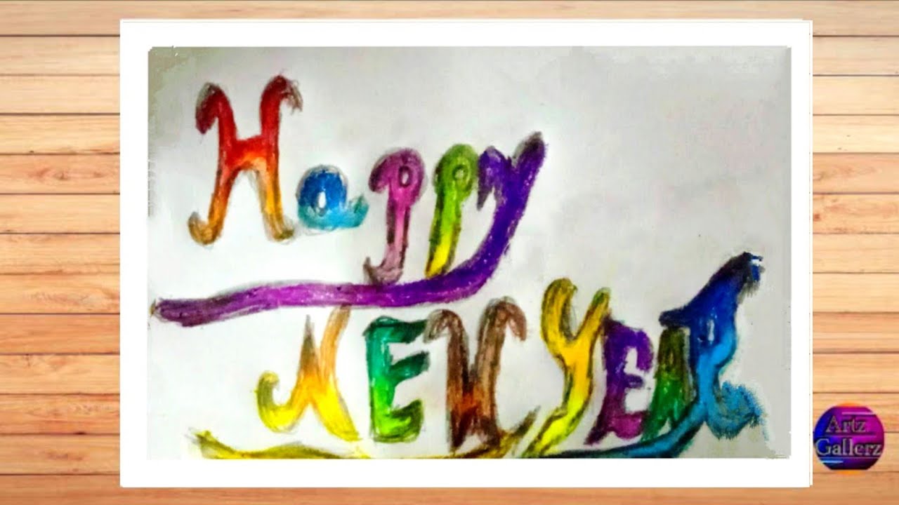 How to Draw New Year Drawing for Beginners || New Year Drawing with Oil ...