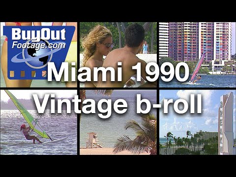 Vintage Miami 1990s Skyline | Beach | Windsurfing | Stock Footage - YouTube