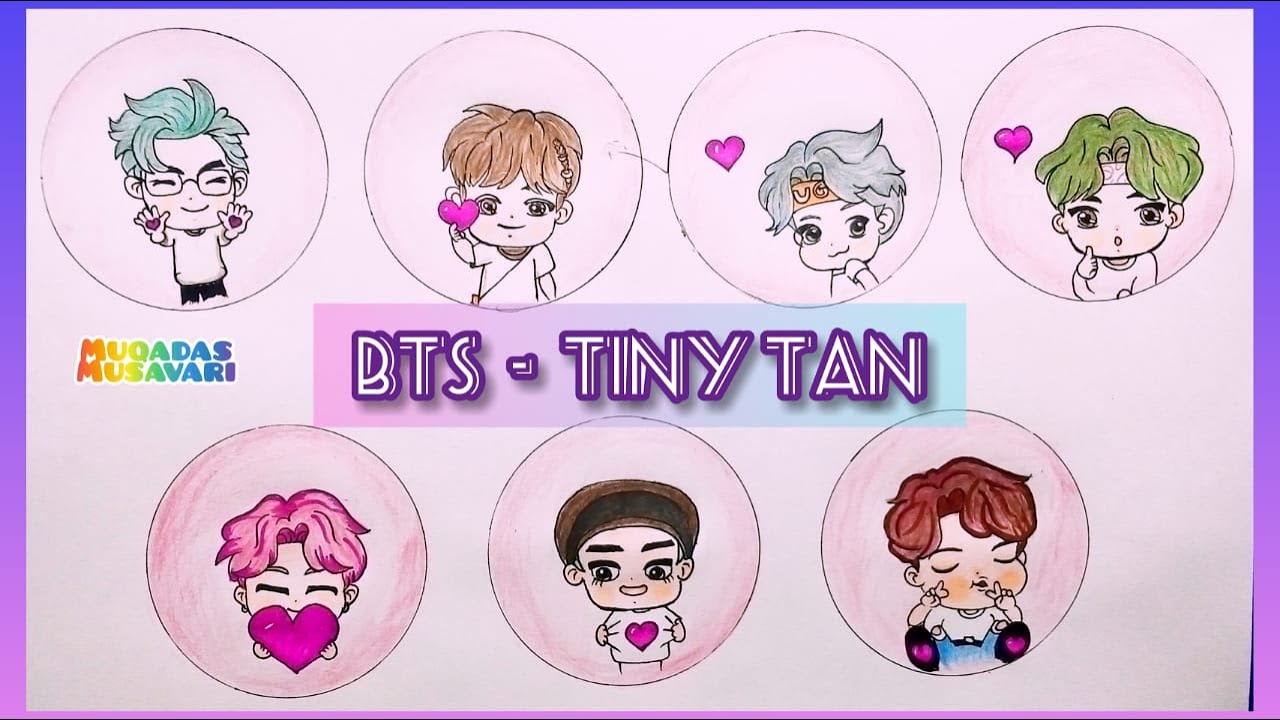 How to Draw BTS Tiny Tan 💜 Characters | Easy Drawing - YouTube