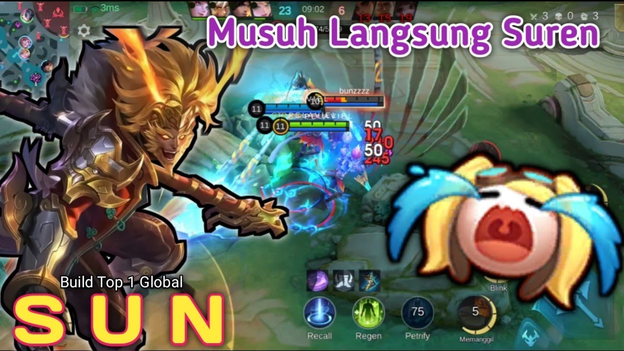 MUSUH LANGSUNG SUREN - GAMEPLAY SUN - BUILD TOP 1 GLOBAL SUN - MOBILE ...