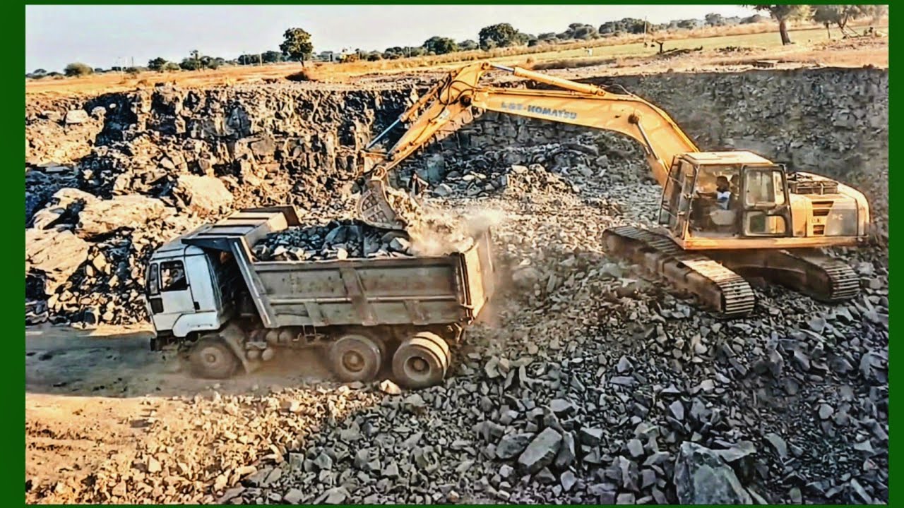 L&T Komatsu Pc 210 || How to Load stone ashok leyland tipper #komatsu - YouTube