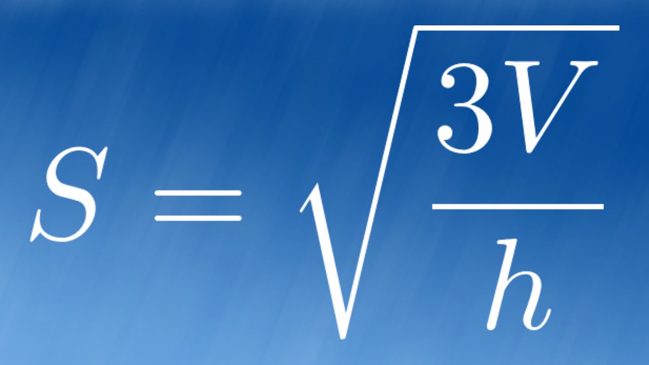 Solve the Equation S = sqrt(3V/h) for h - YouTube