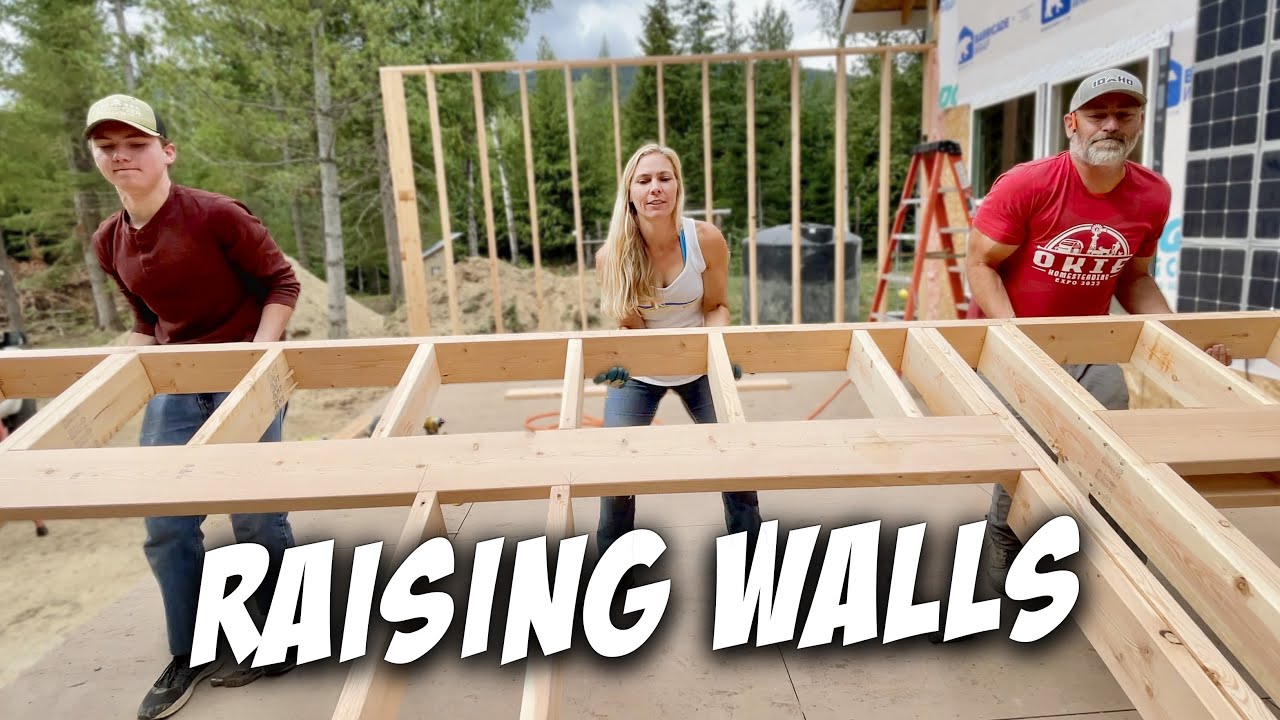 Framing Walls for our Off Grid House - Real Off-Grid Living - YouTube
