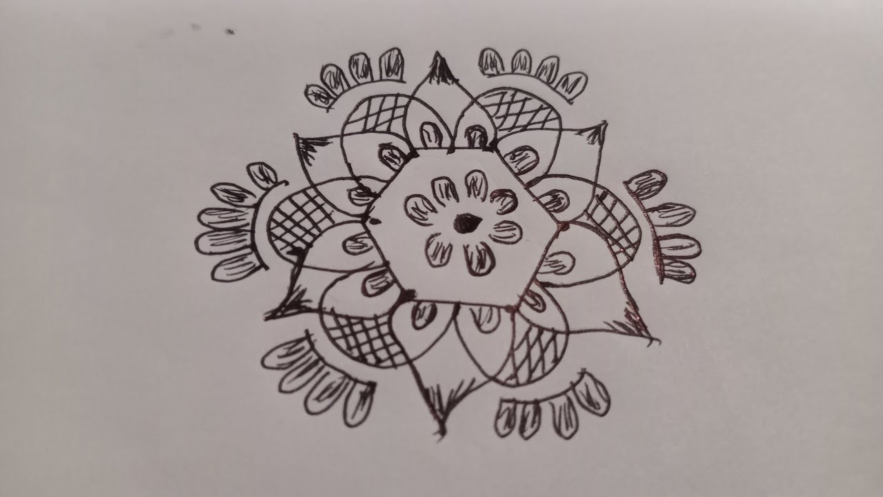 Simple flower rangoli | morning rangoli | sumall rangoli | easy rangoli ...