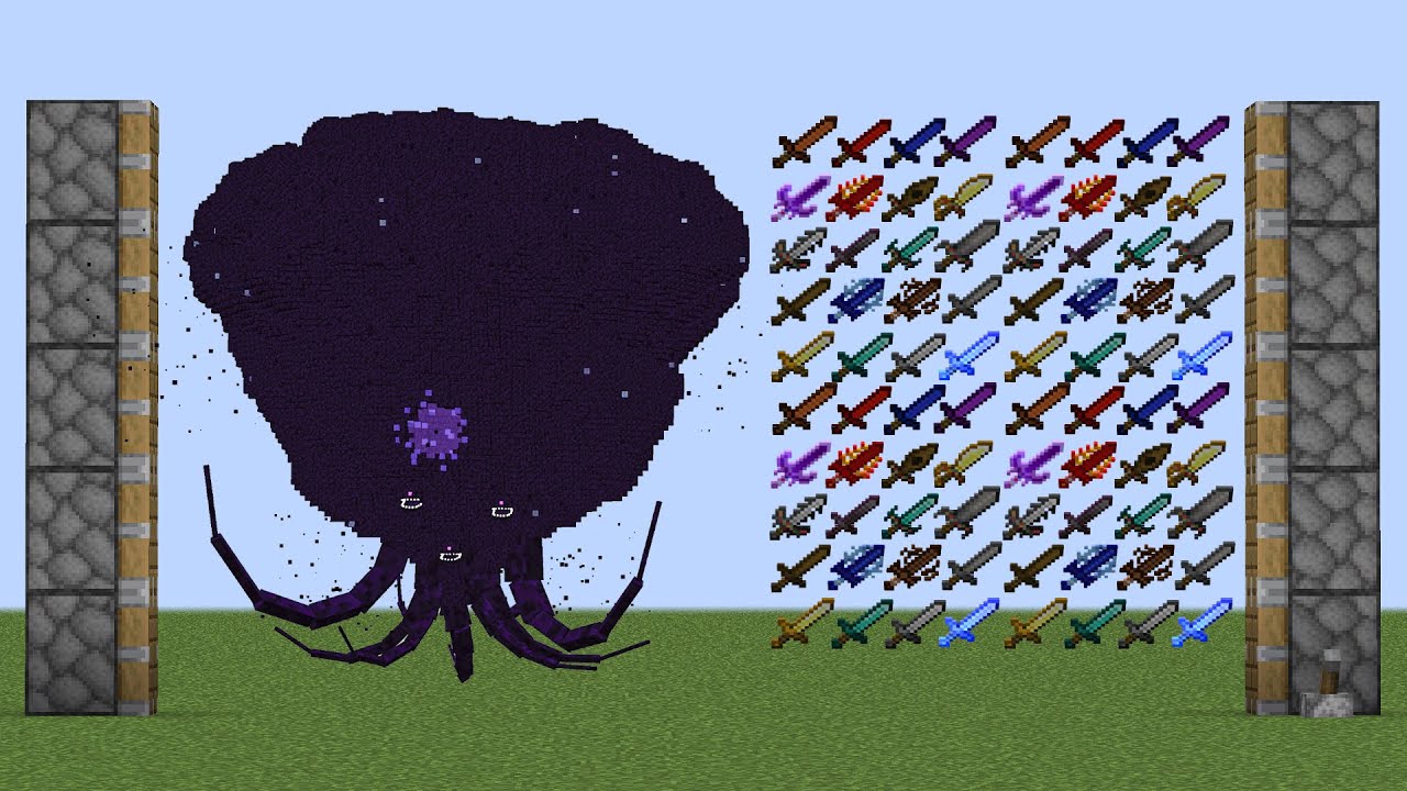 x1000 swords + all wither storm mobs = ??? - YouTube
