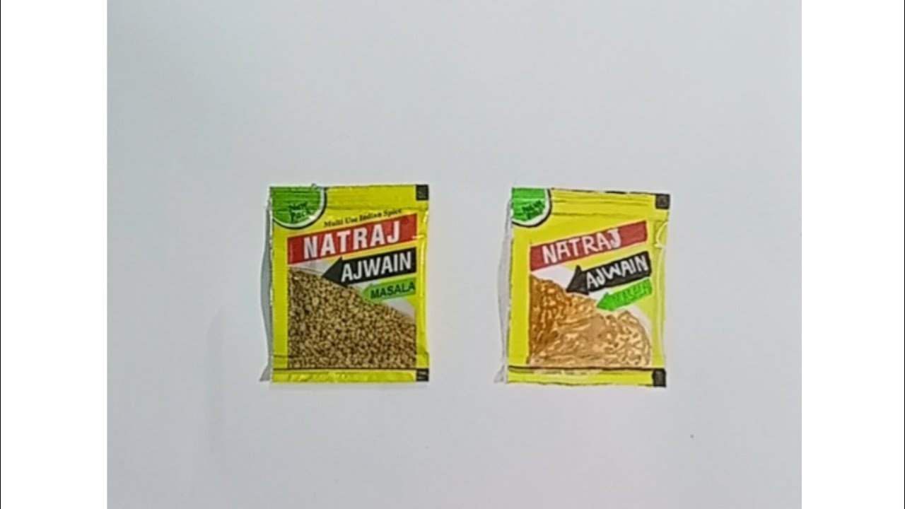 Realistic water colour drawing Ajwain packet step by step Part 31 - YouTube