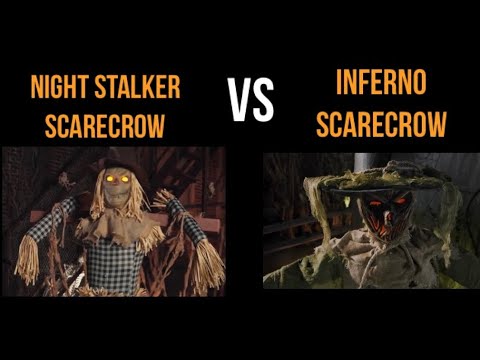 5 SKULL💀REVIEW SPIRIT HALLOWEEN NIGHT STALKER SCARECROW VS INFERNO SCARECROW HOME DEPOT PROPS ...