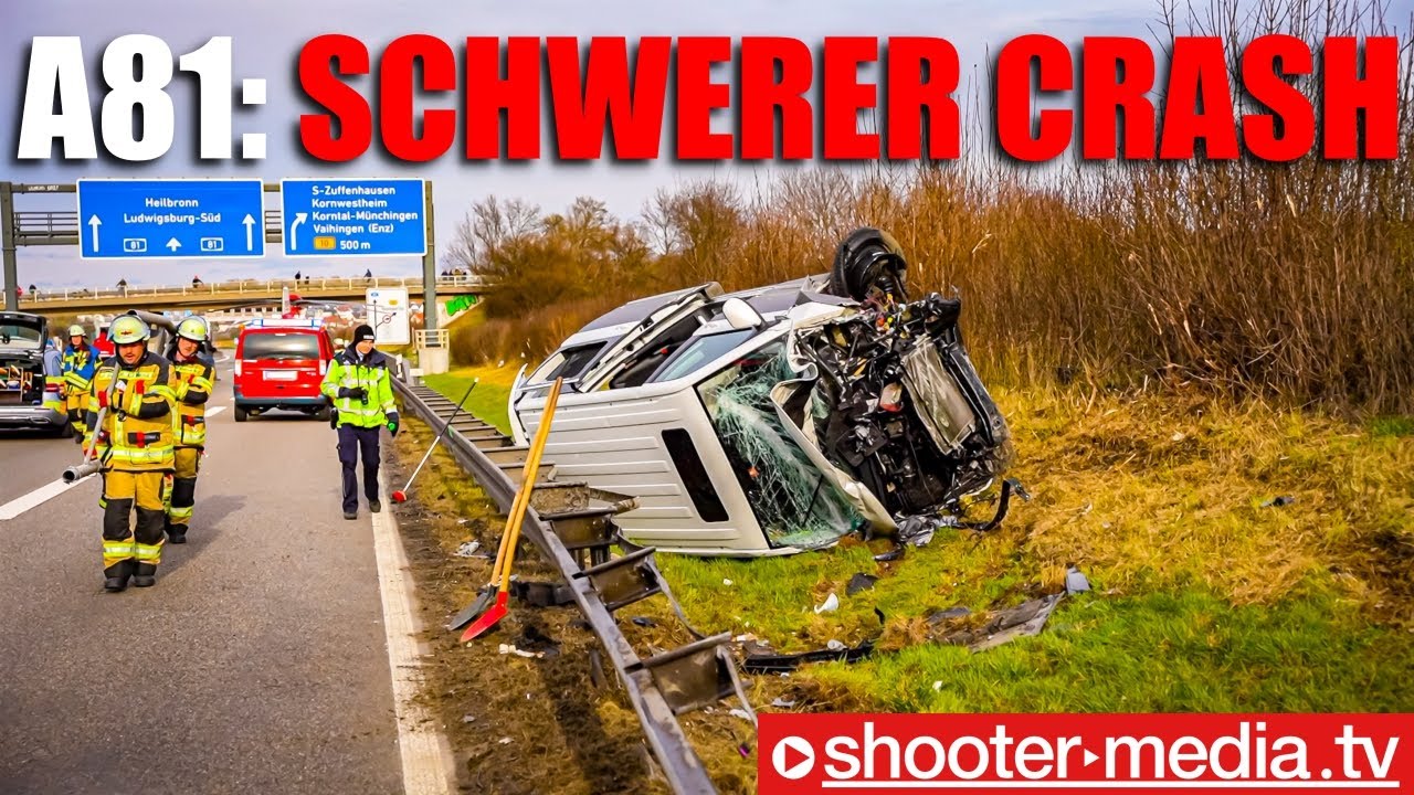 🚁 Rettungshubschrauber auf A81 🚁 | 🚒 Schwerer Crash mit VW-Bus 🚒 | 2 ...