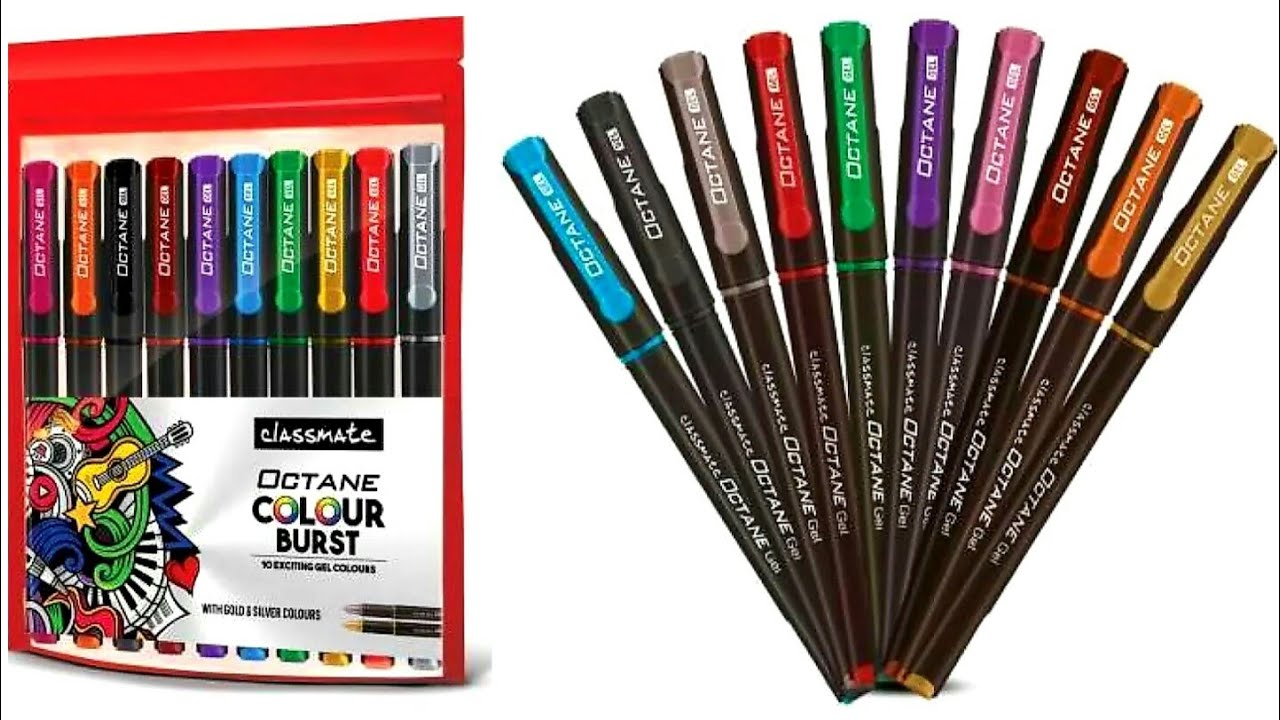 Unboxing and Review Classmate Octane Colour Gel Pens | Classmate pens ...
