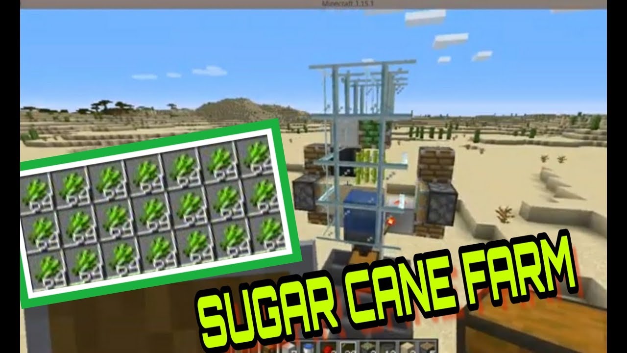 "EASY" SUGARCANE FARM TUTORIAL(Changing Sand) MINECRAFT-ANY EDITION ...