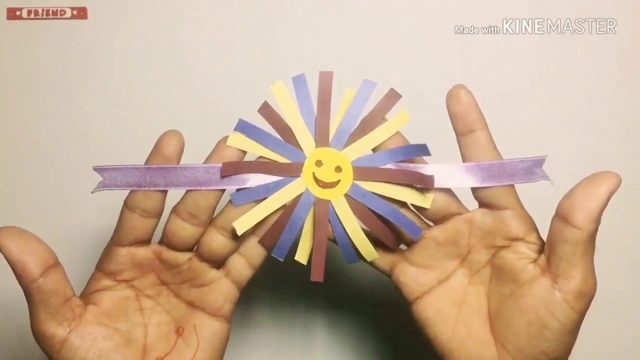 How to make a paper Rakhi || DIY craft || sunflower 🌻 rakhi ...😊 - YouTube