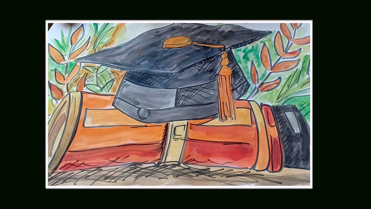 Watercolour Painting #Graduation Day #graduation hat - YouTube