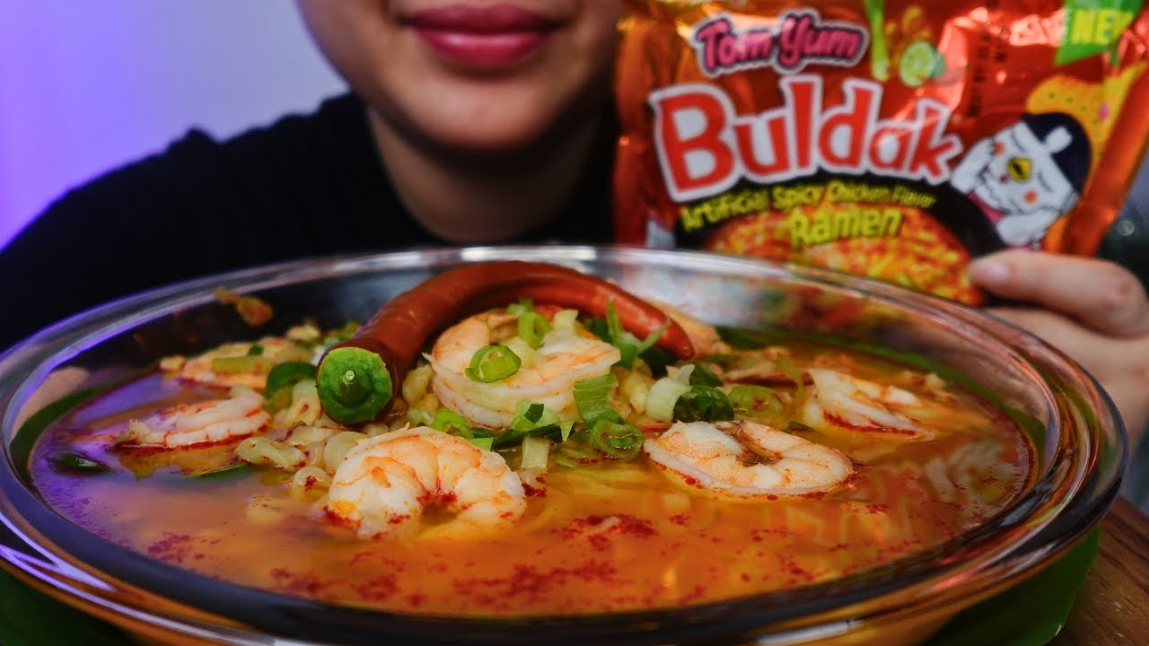 ASMR | SAMYANG BULDAK TOM YUM NOODLE SOUP | Eating sounds No talking ...