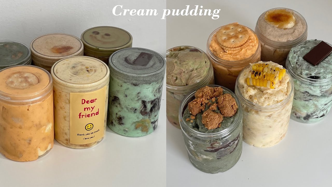 eng) 요즘 유행하는 6가지 맛 ‘크림 푸딩’ 만들기 | cream pudding - YouTube