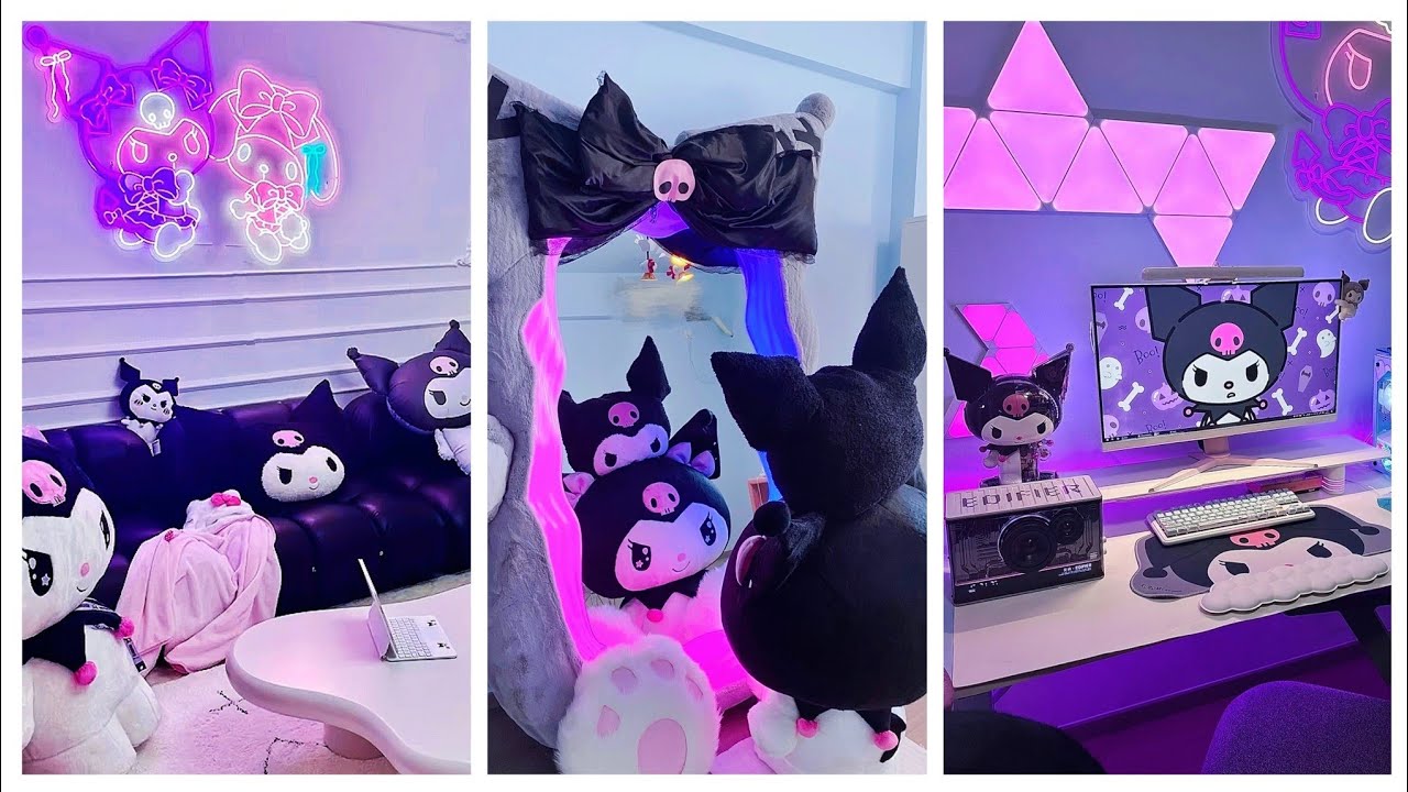 Kuromi Room Tour💜Sanrio Bedroom Decorating ideas #cindyasmr - YouTube