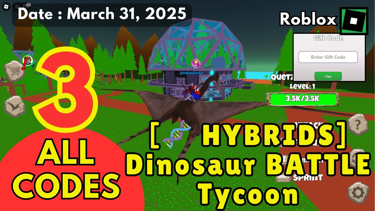 ALL Codes Work Dinosaur BATTLE Tycoon Roblox, March 31, 2025 - YouTube