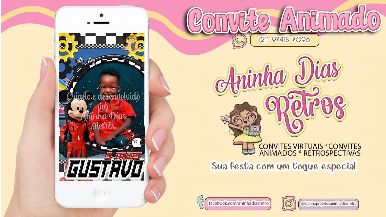 Convite Mickey Motoqueiro by Aninha Dias Retros - YouTube