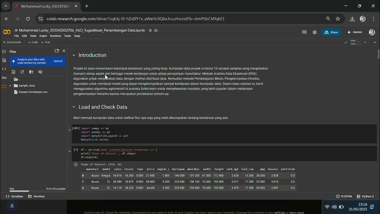 Mini Project Penambangan Data Metode Angglomerative Hierarchical ...