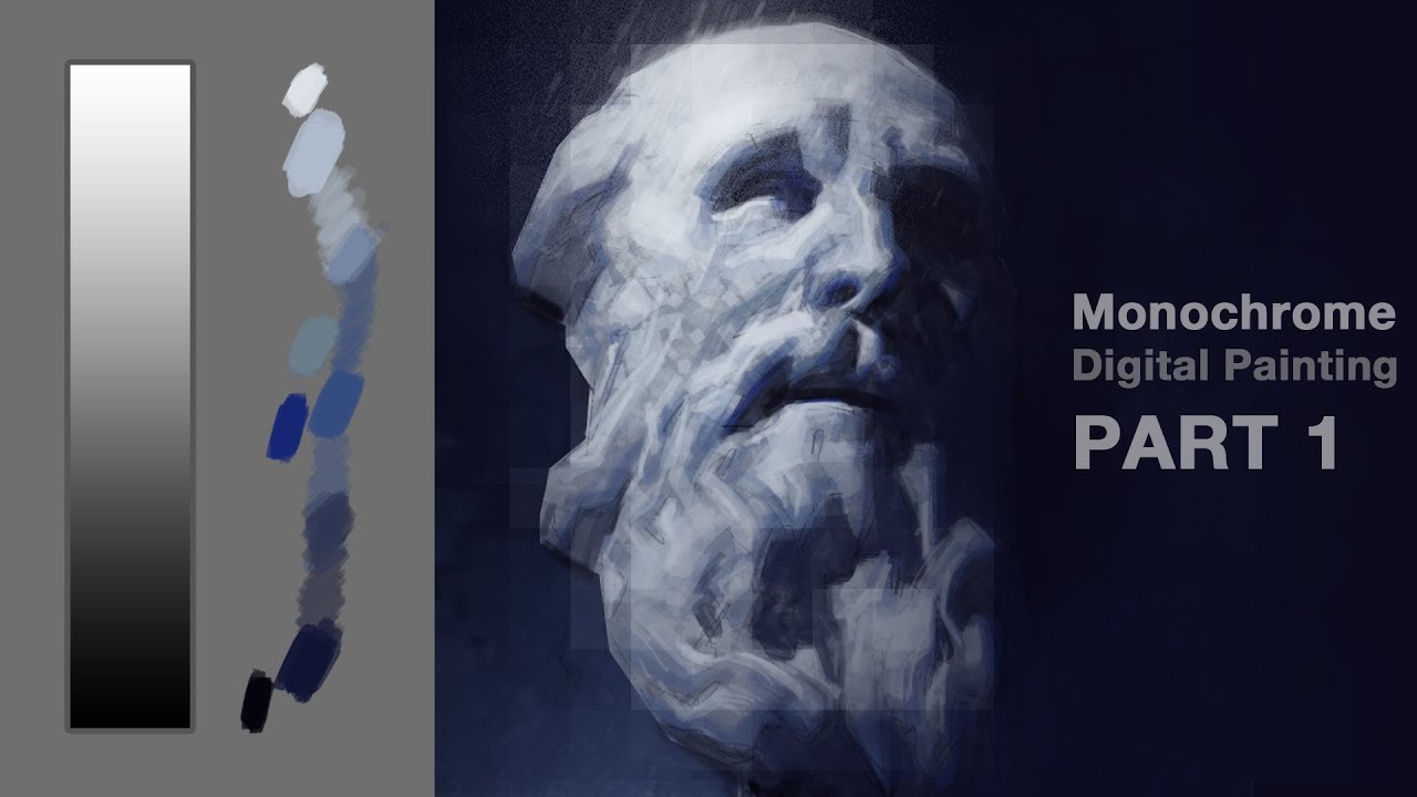 Monochrome (Blue) Digital Painting - Part 1 - YouTube