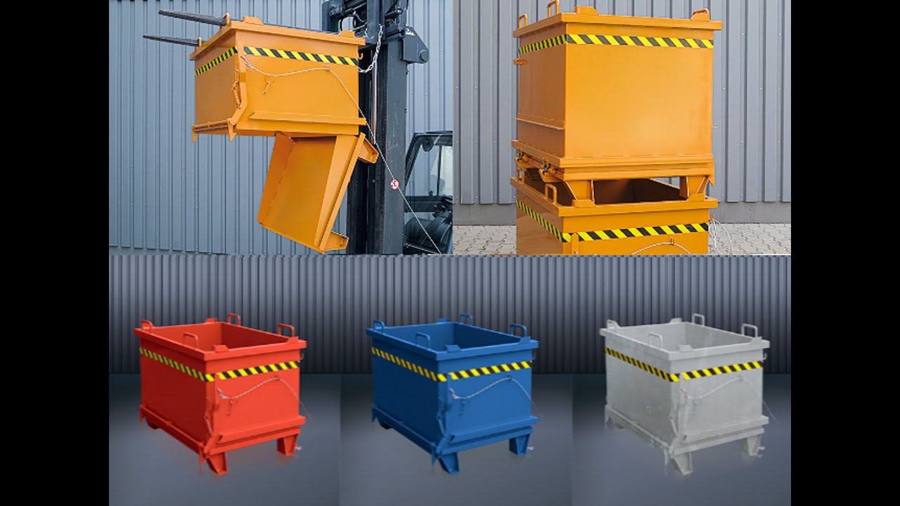 Drop Bottom Bins for Cranes and Forklifts - YouTube