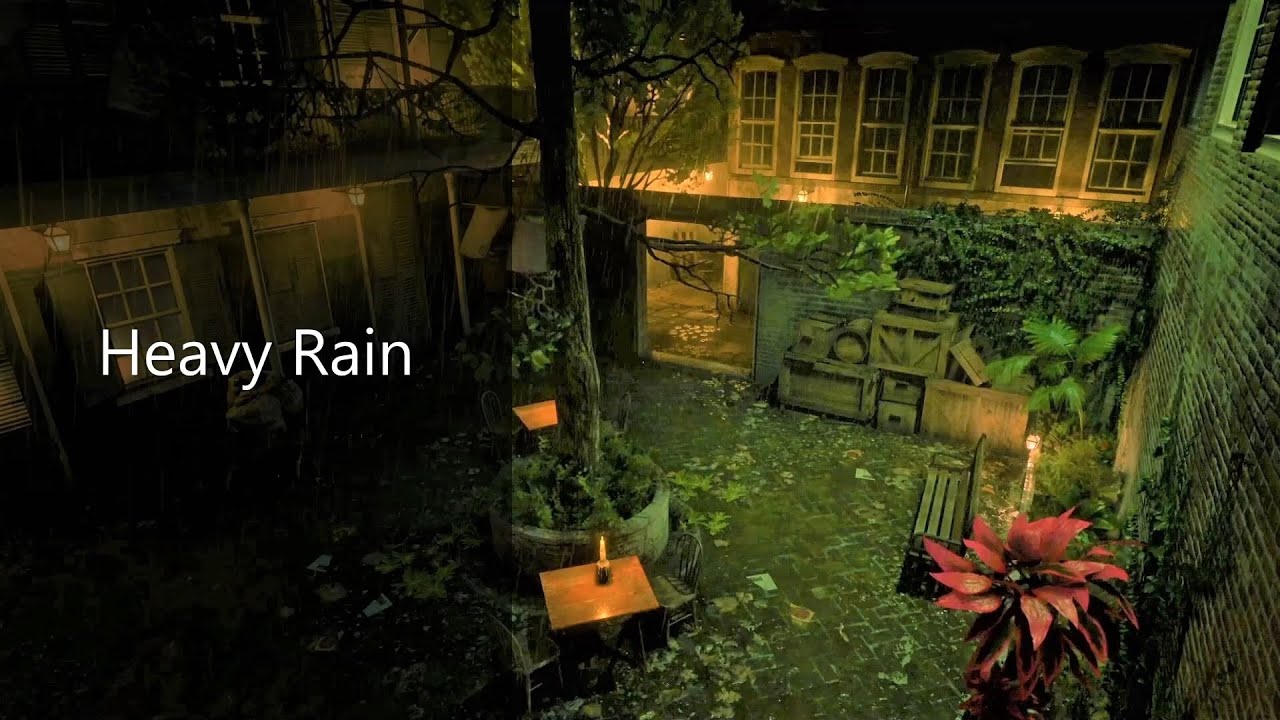Heavy rain in the yard of the old downtown house - 5 Hours - YouTube
