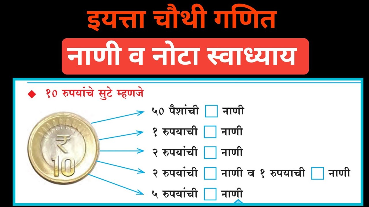 इयत्ता चौथी विषय गणित नाणी व नोटा | नाणी व नोटा 4 थी | nani v nota ...