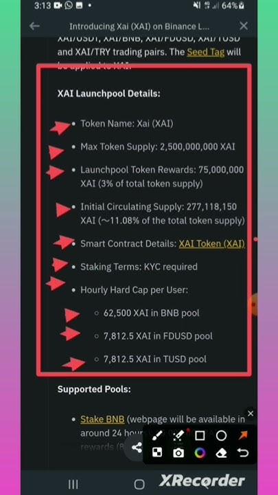 Binance Launchpool || Binance Will List Xai || Staking BNB, FDUSD and TUSD || Farm and Earn Xai ...
