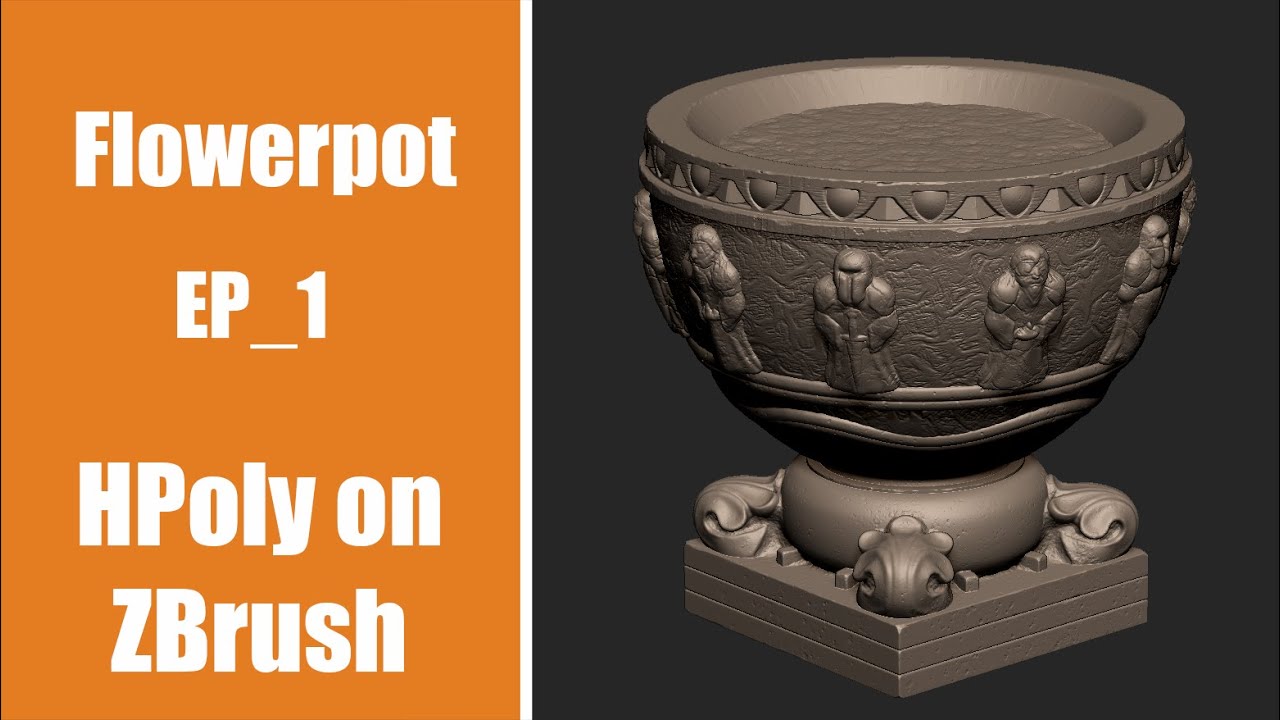 Flowerpot Hpoly on ZBrush - YouTube